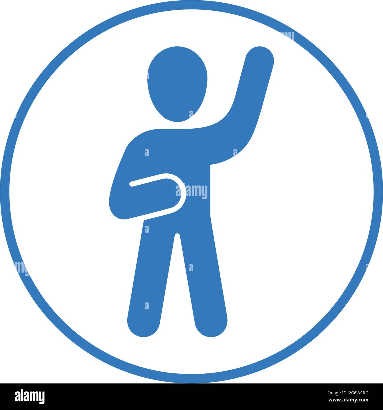 Customer, gentleman, hand up icon is isolated on white background. Use ...