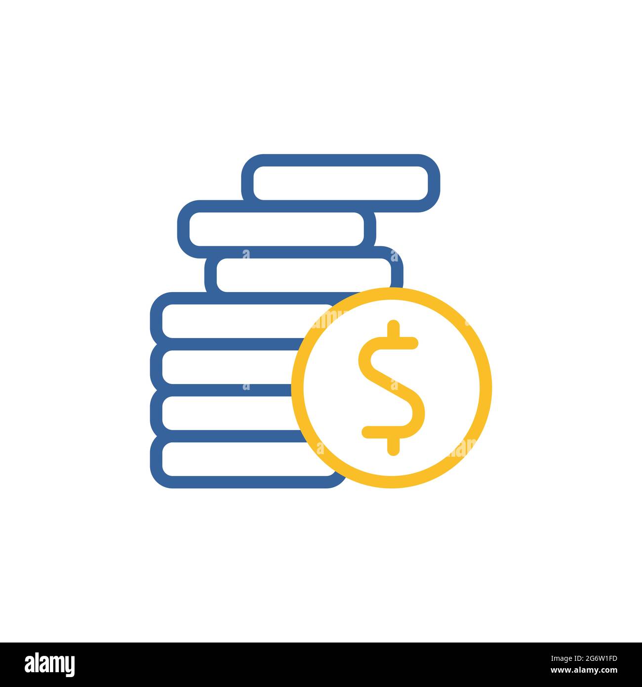 Coins stack outline vector illustration. Money stacked coins icon ...