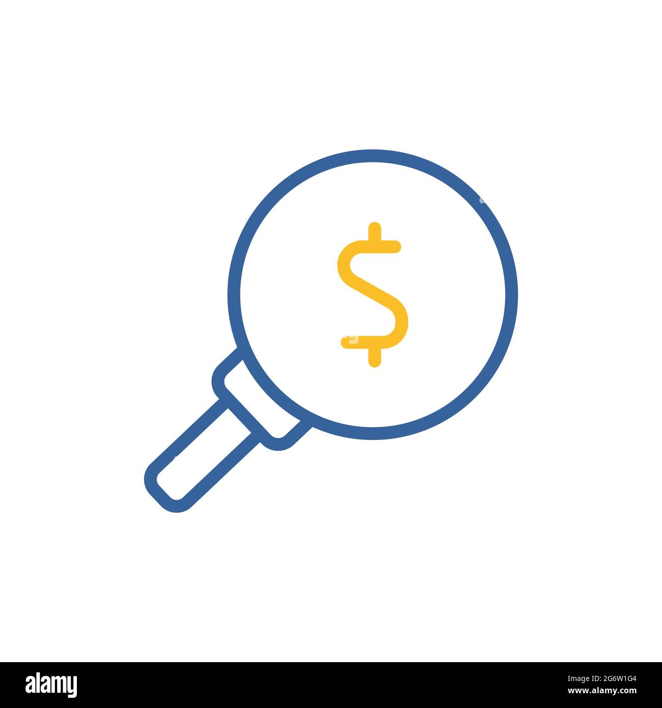 Looking for money. Dollar symbol under a magnifying glass icon vector ...