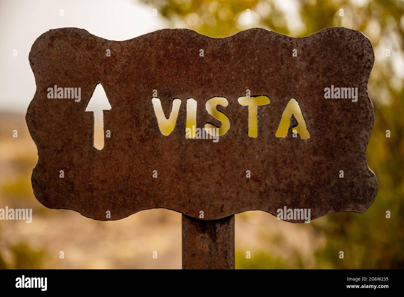 Vista Trail Sign points hikers to an overlook in Big Bend National Park ...