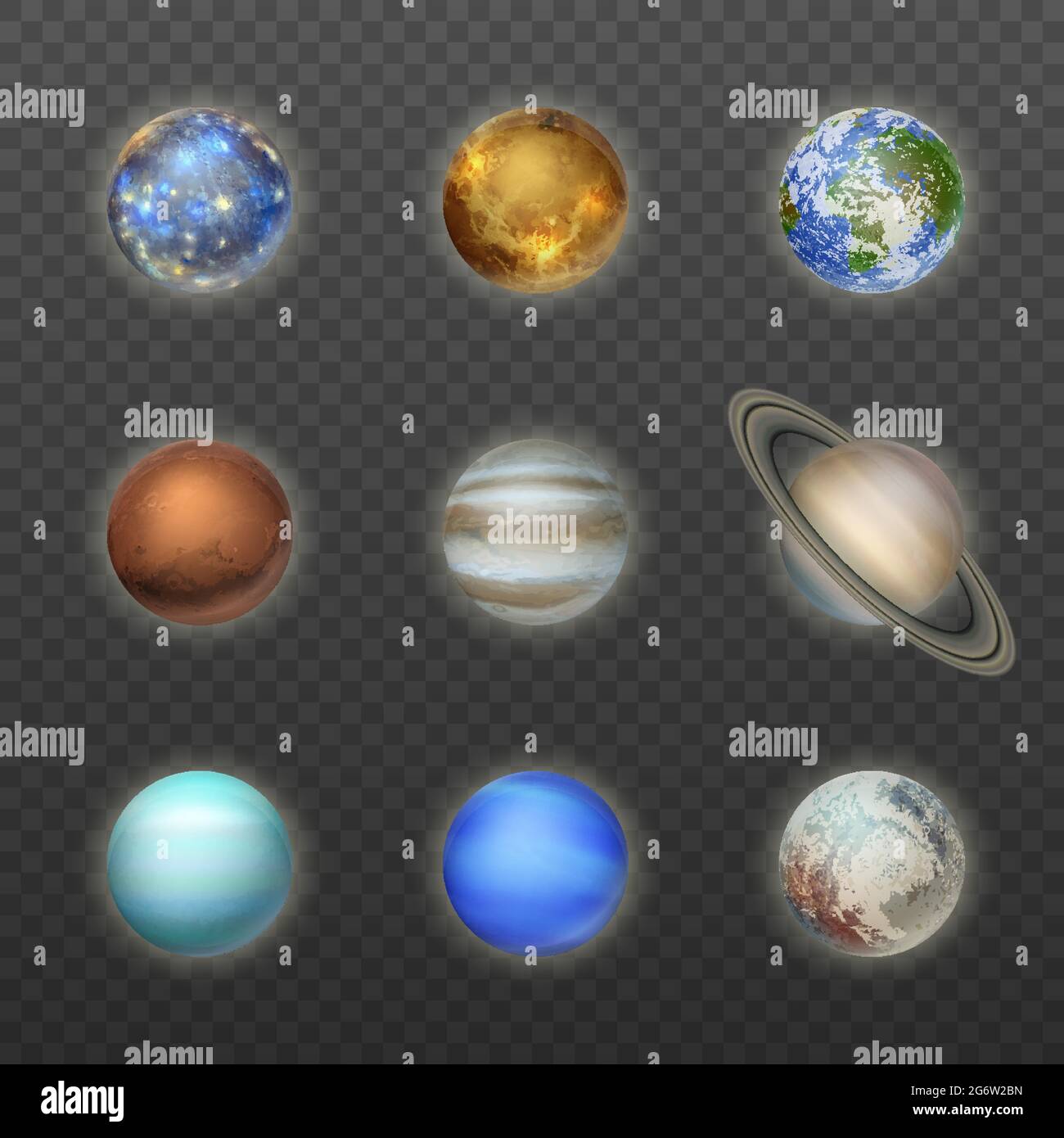 Vector 3d Realistic Space Planet Icon Set on Transparent Background ...