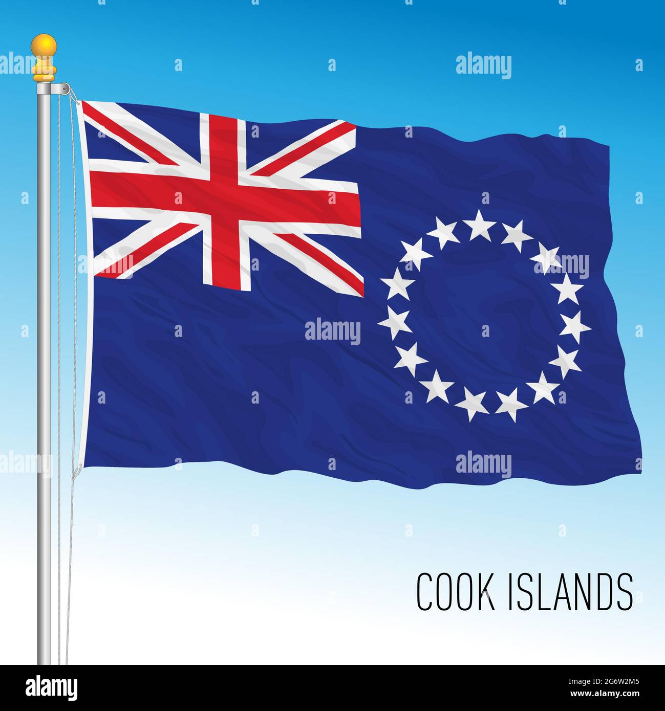Cook Islands official national flag, pacific ocean, New Zealand, vector ...