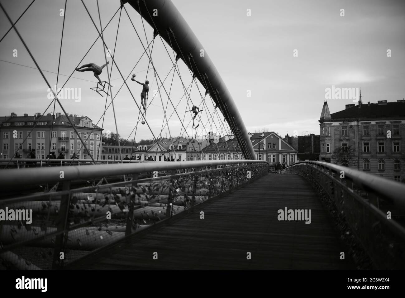 Father Bernatek's Bridge heading in the direction of Kazimierz, Krakow ...