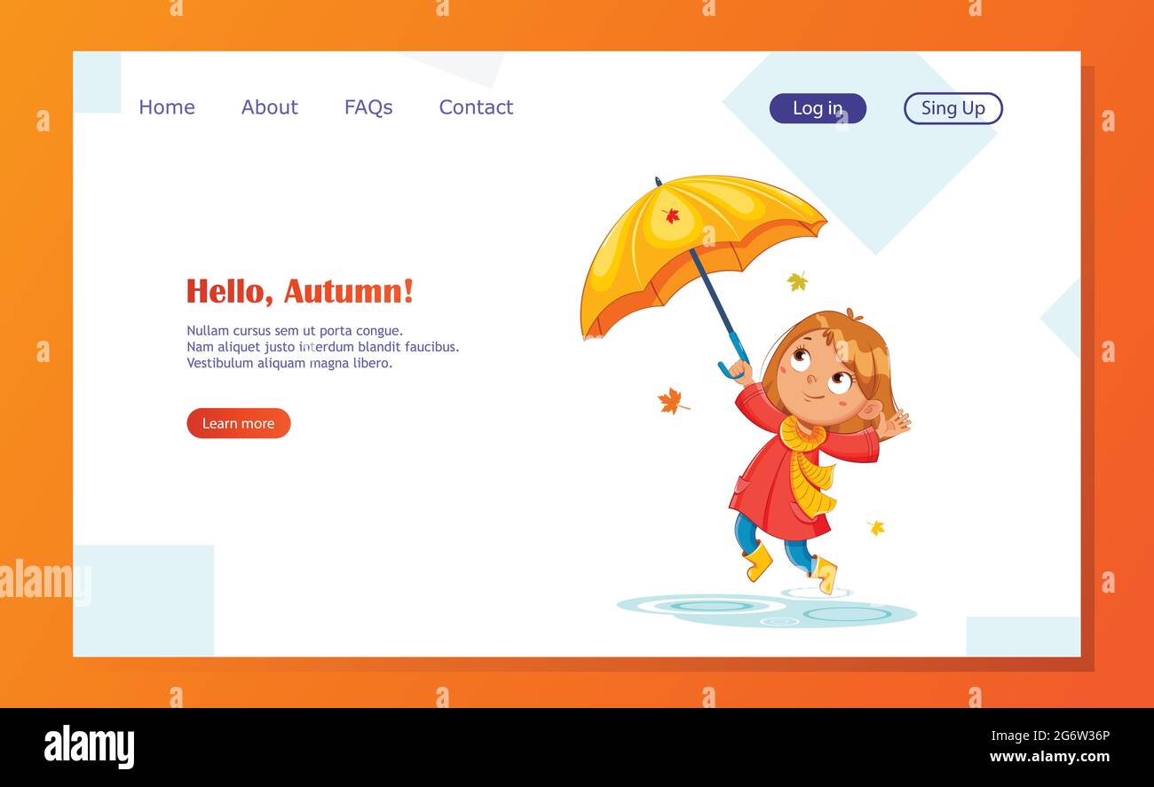 Happy funny child in a rad raincoat and rubber boots, rainy autumn ...