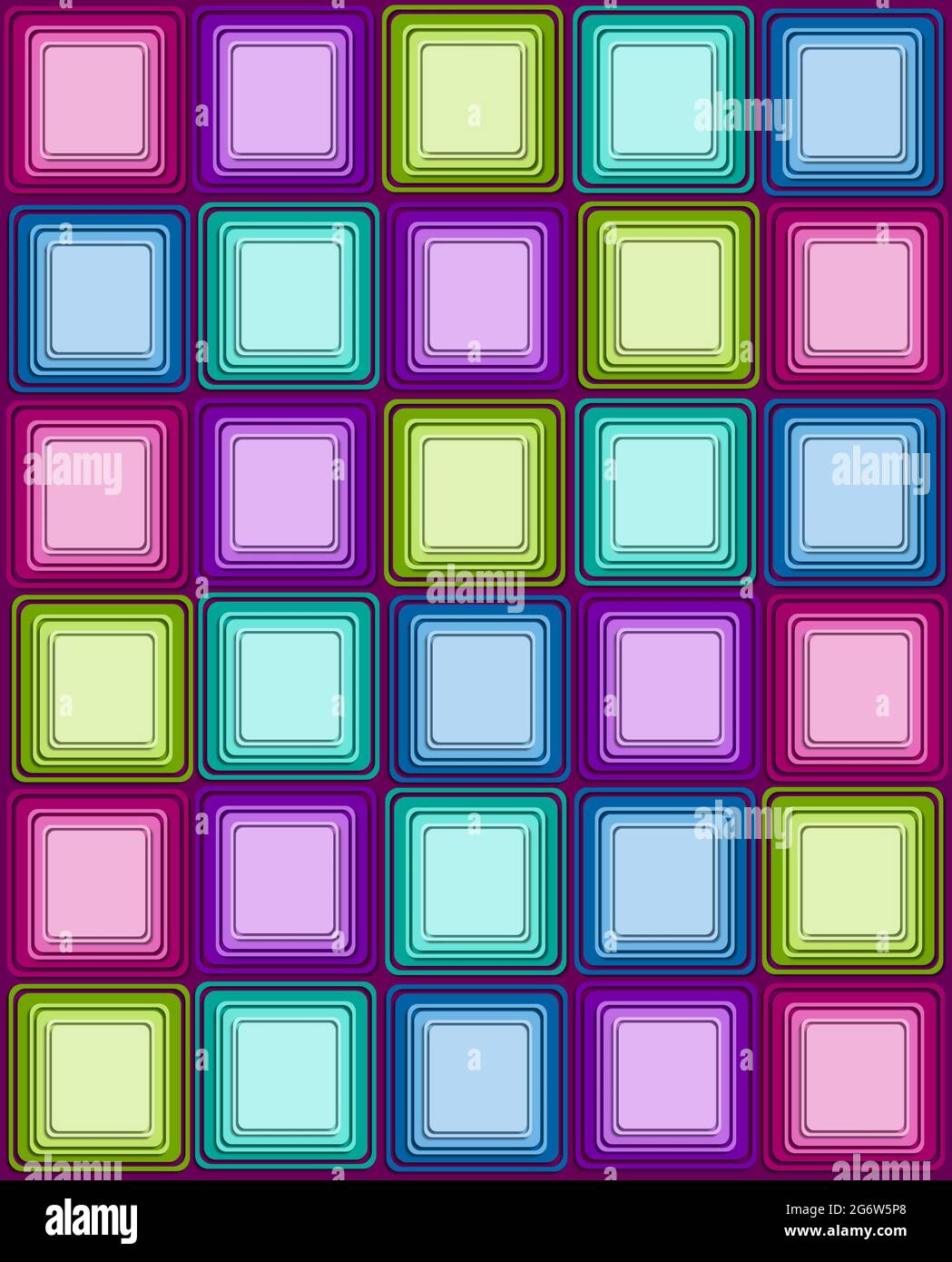 Bright and colorful squares have three layers of color. Marron fills ...