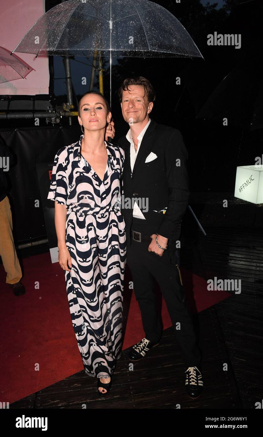 Munich, Germany. 08th July, 2021. Actors Peri Baumeister and Alexander ...