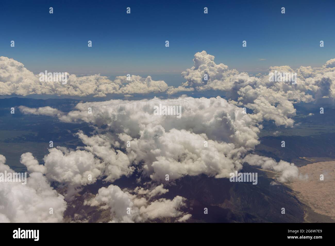 Aerial view of Arizona mountains landscape in fluffy clouds from ...