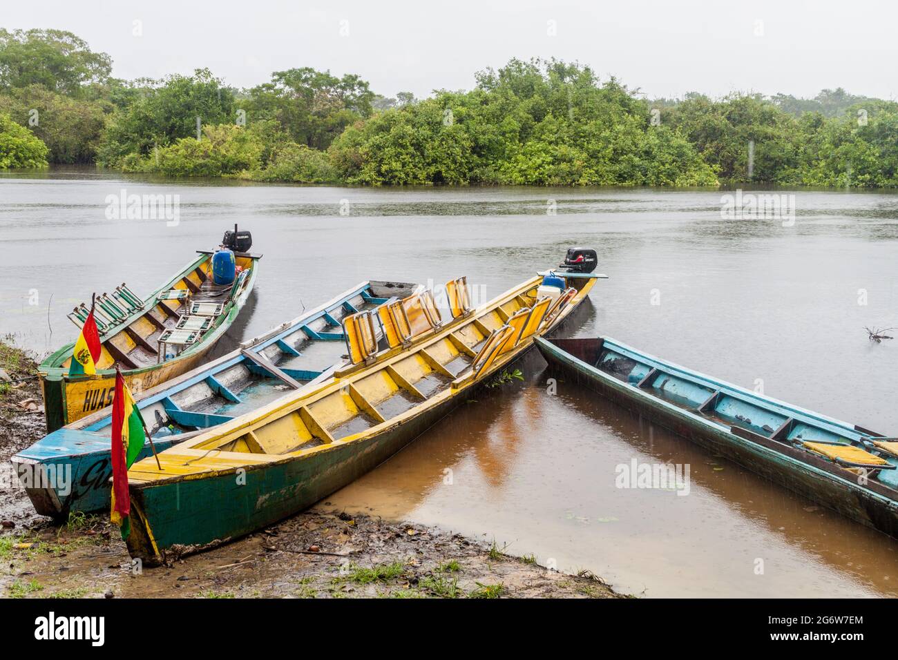 Boats on Beni river, Rurrenabaque, Bolivia Stock Photo - Alamy