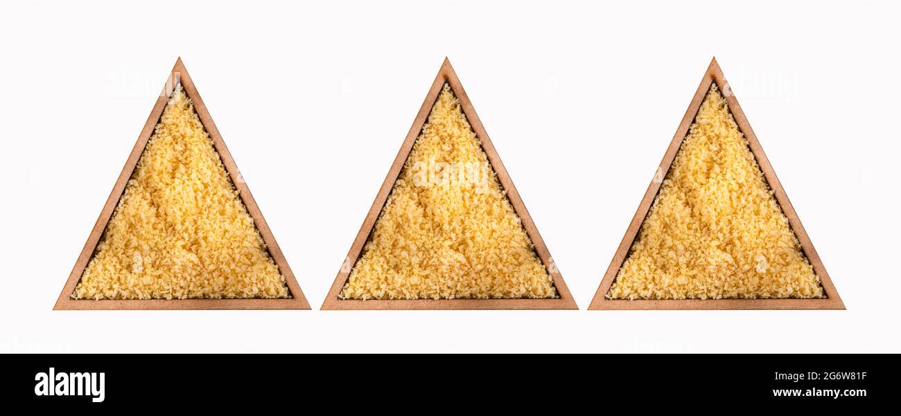 Panko Japanese bread in crumbs in the triangle shaped bowl Stock Photo ...