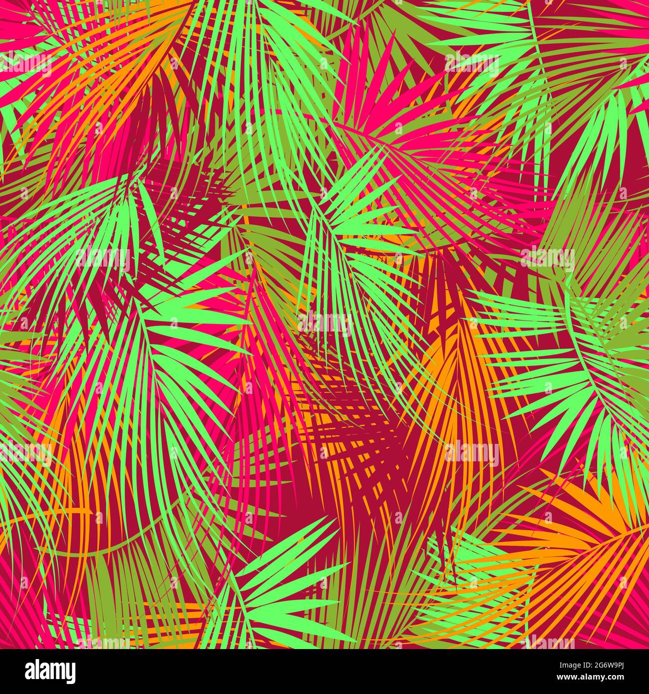 Colorful palm tree branches on abstract background. Seamless background ...