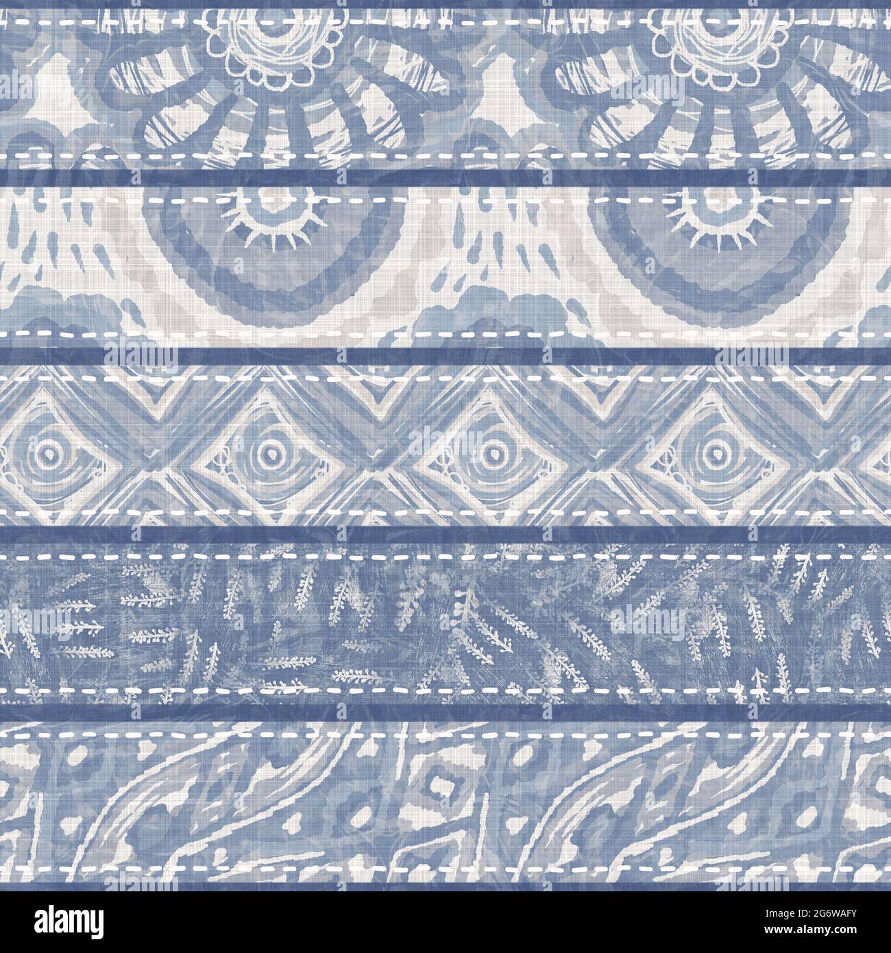 Shabby chic french grey blue linen patchwork stripe. Grunge washed out ...