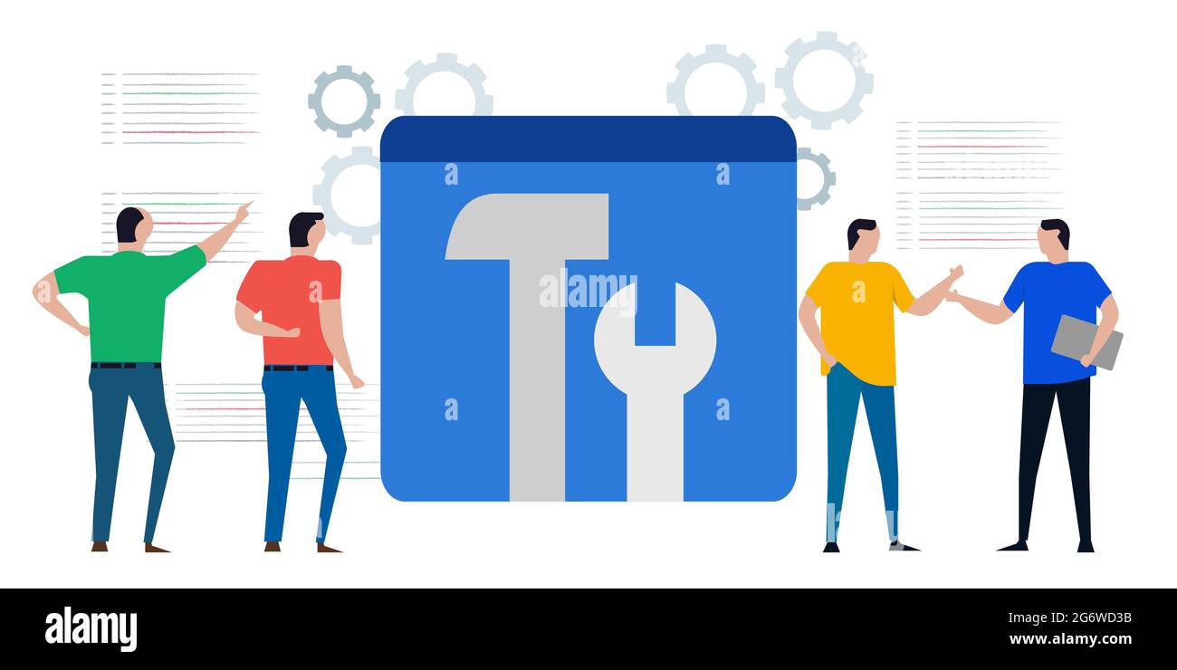 system maintenance symbol tools fixing wrench screwdriver team people ...