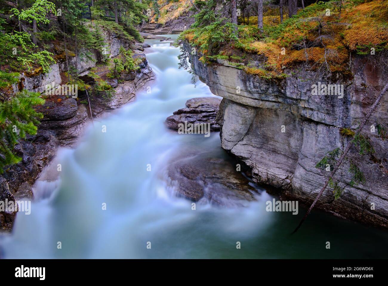 Maligne river long exposure Stock Photo - Alamy