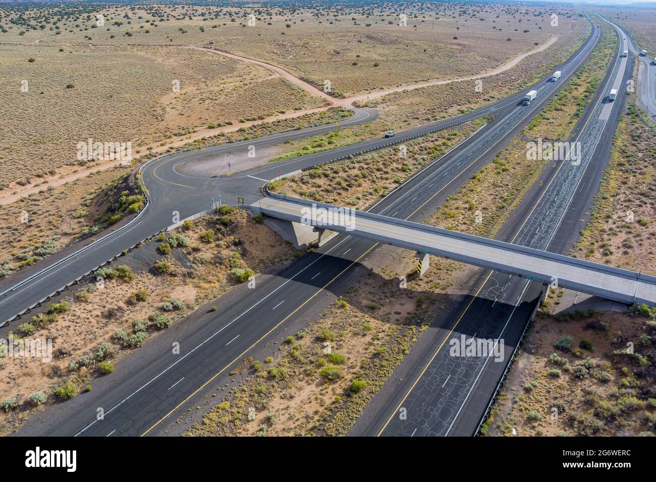Aerial view highway interstate in desert near San Jon New Mexico Stock ...