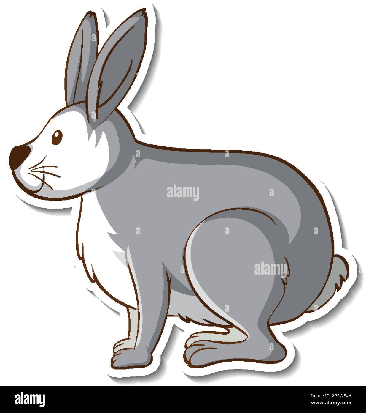 Sticker design with cute rabbit isolated illustration Stock Vector ...