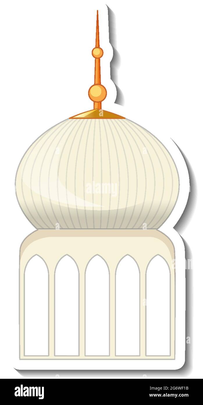 A sticker template with Mosque building isolated illustration Stock ...