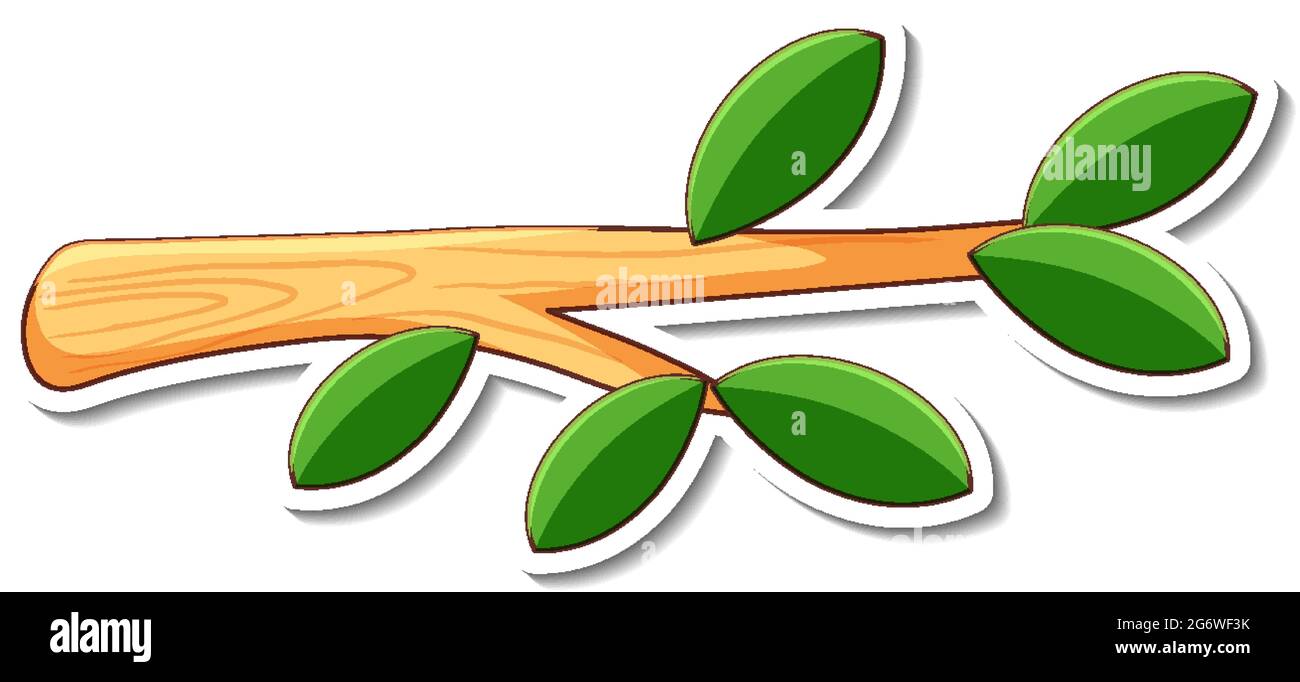 Sticker design with a branch of tree isolated illustration Stock Vector ...