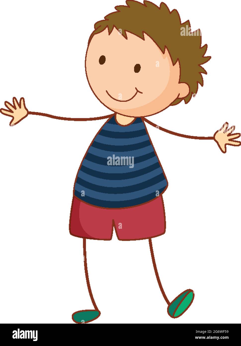 Cute boy cartoon character in hand drawn doodle style isolated ...