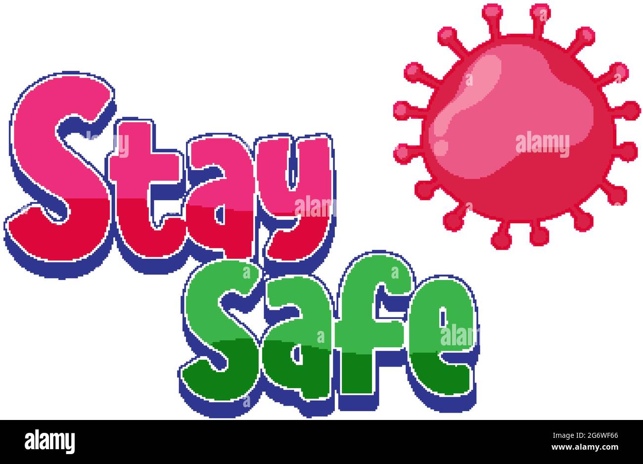 Stay Safe logo with coronavirus icon isolated on white background ...