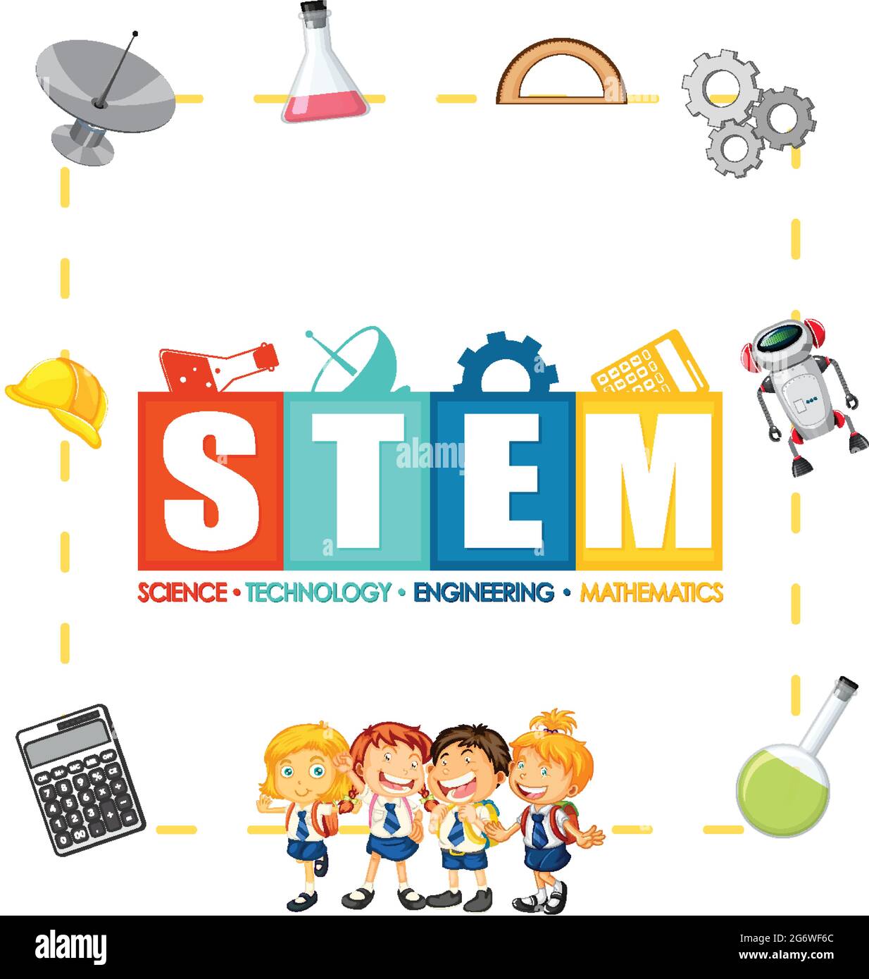 STEM education logo with children and education icon elements ...
