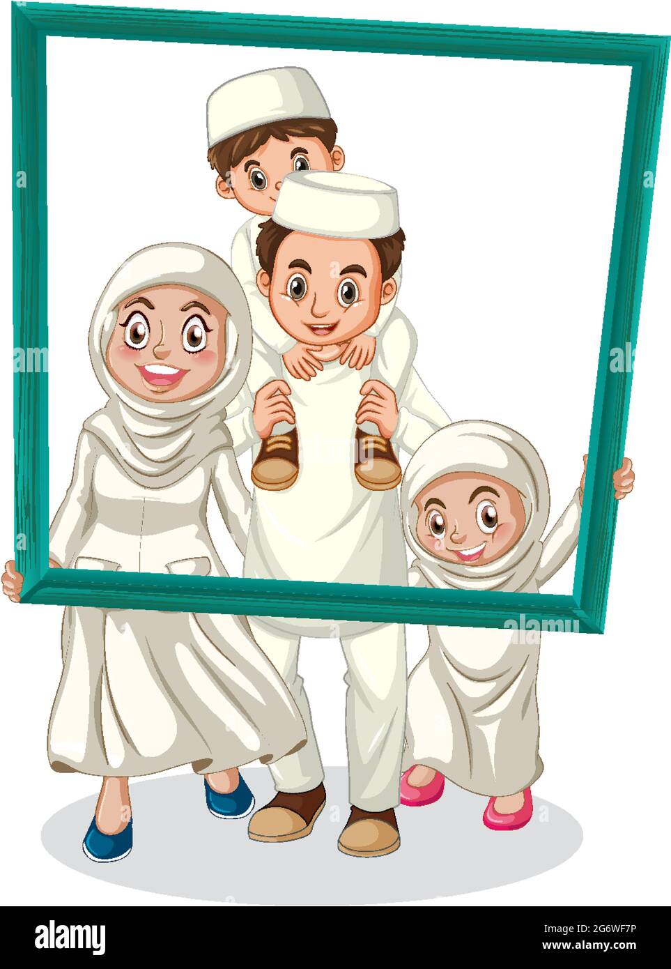Happy family member holding photo frame illustration Stock Vector Image ...