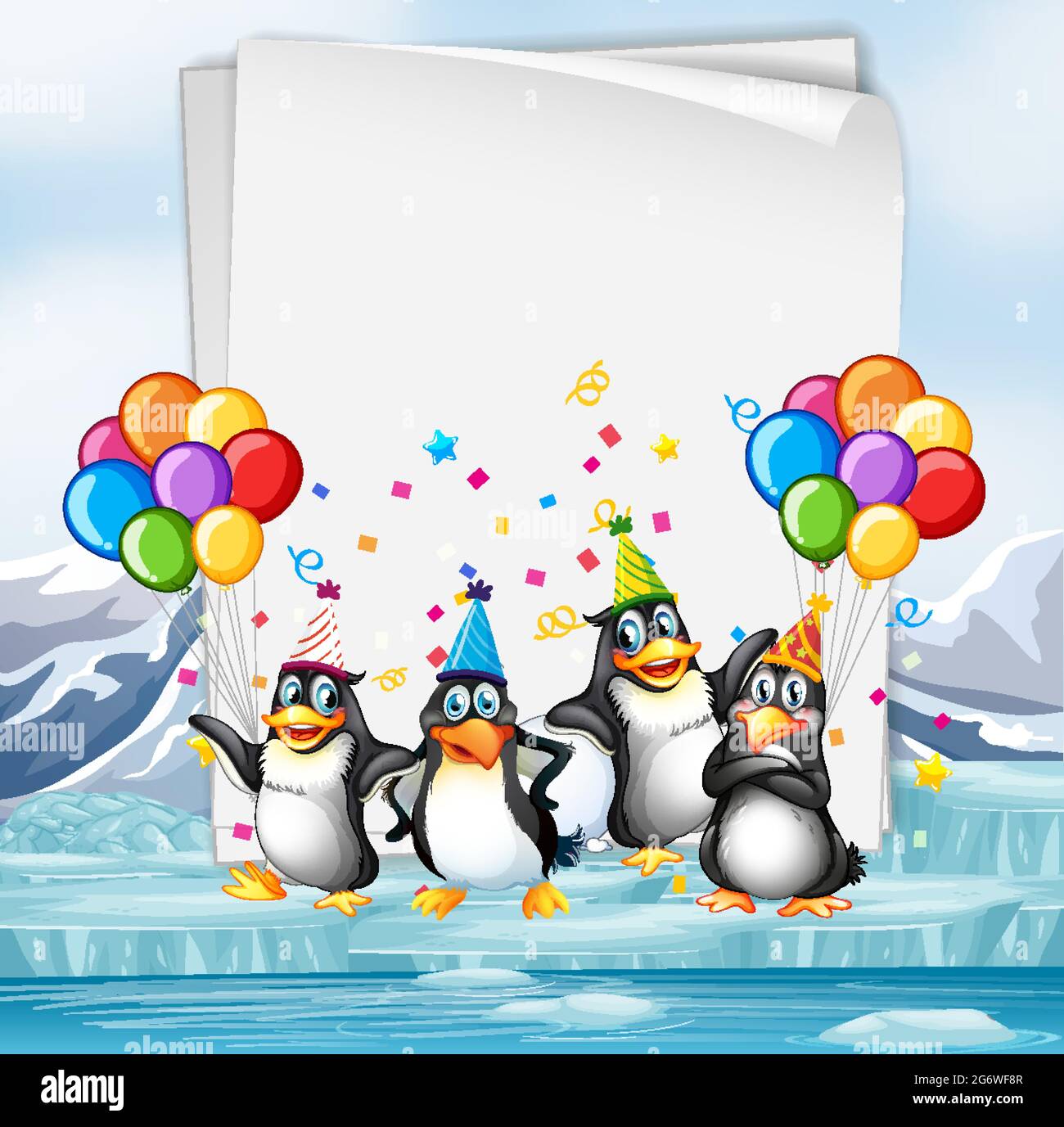Paper template with cute animals in party theme illustration Stock ...