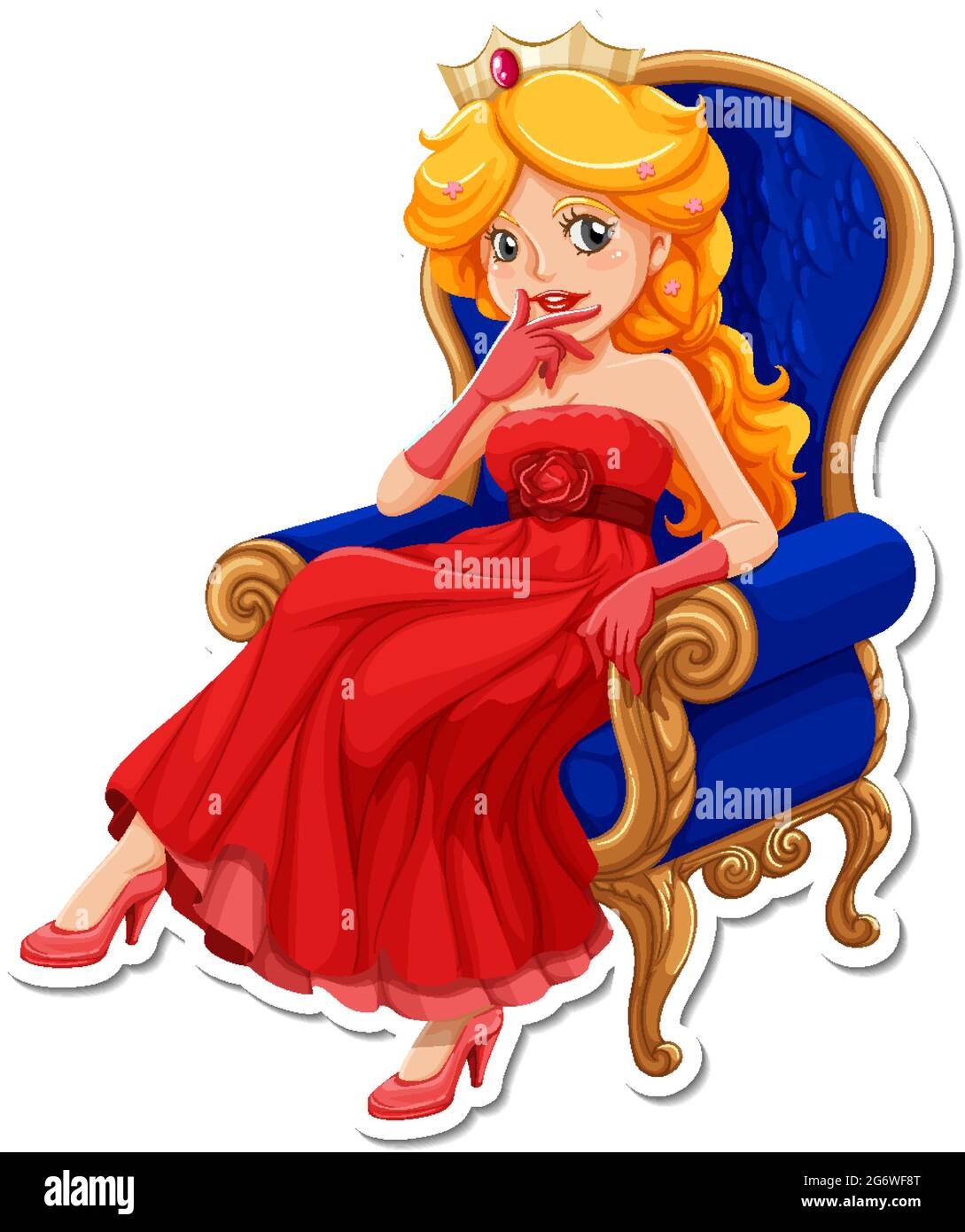 Beautiful princess cartoon character sticker illustration Stock Vector ...