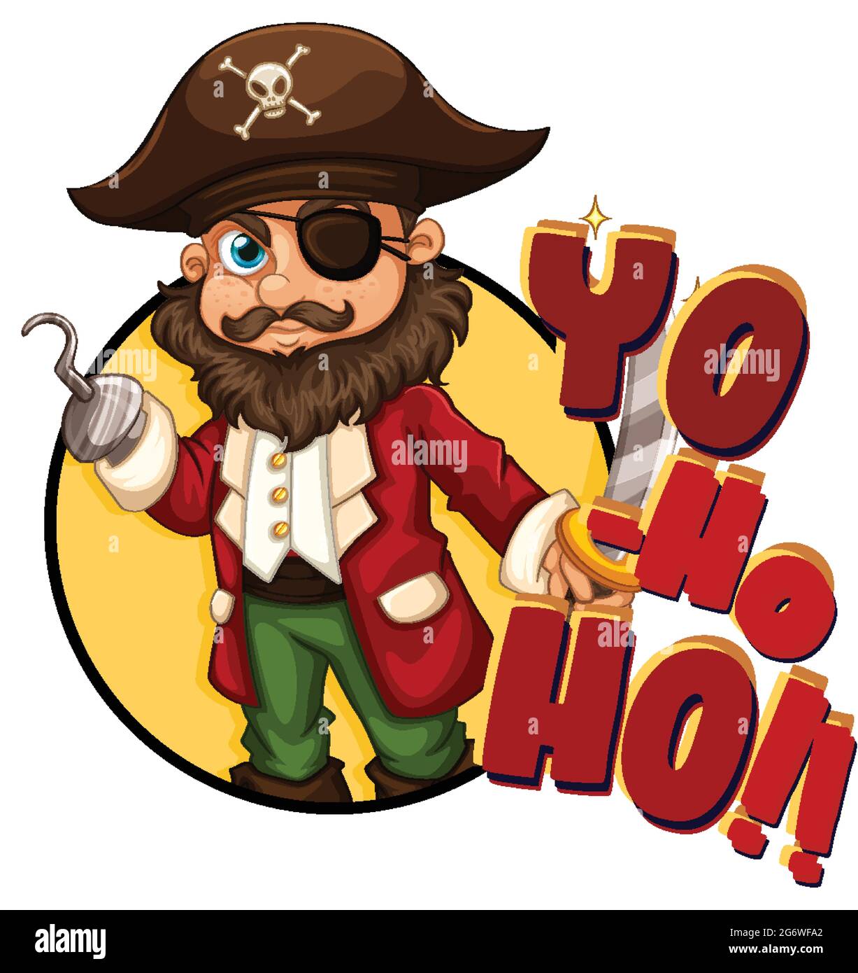 Captain Hook cartoon character with Yo-ho-ho speech illustration Stock ...