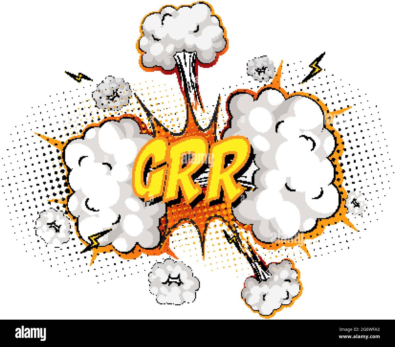 GRR text on comic cloud explosion isolated on white background ...