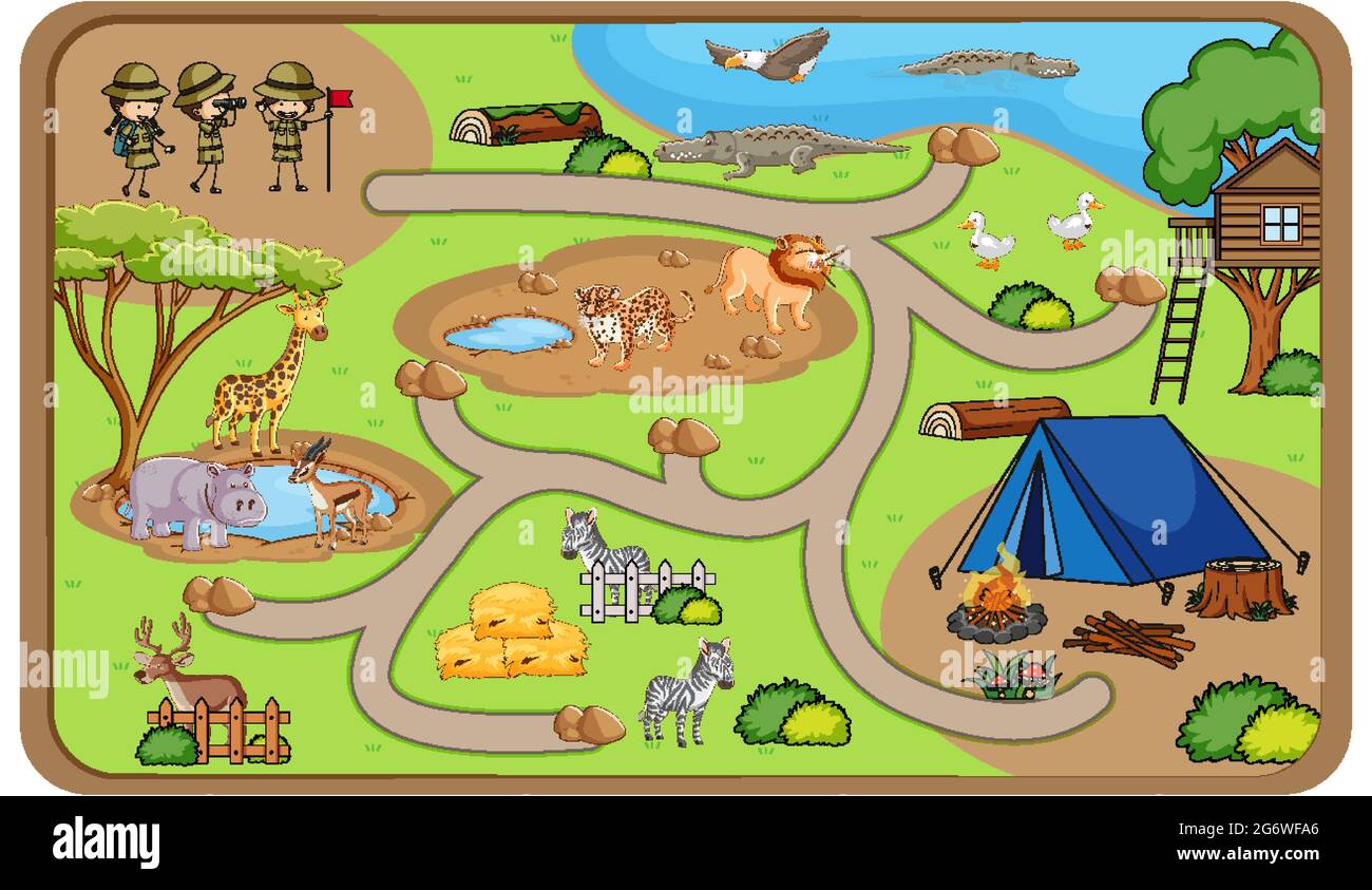 Cute cartoon maze game template illustration Stock Vector Image & Art ...