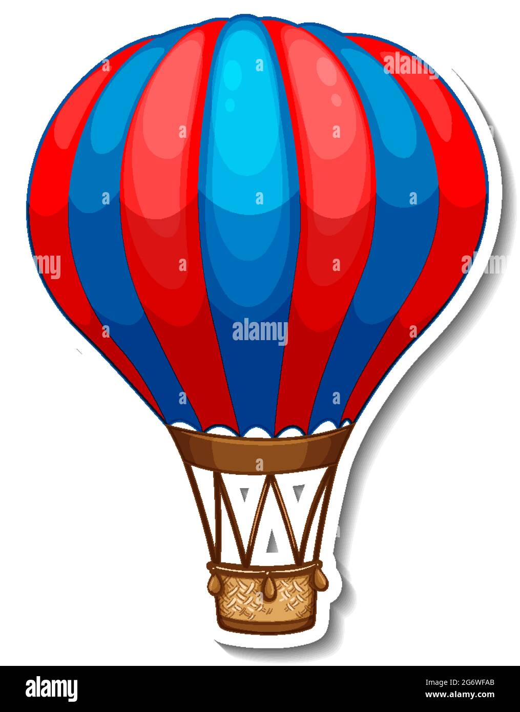 Sticker template with hot balloon air in cartoon style illustration ...