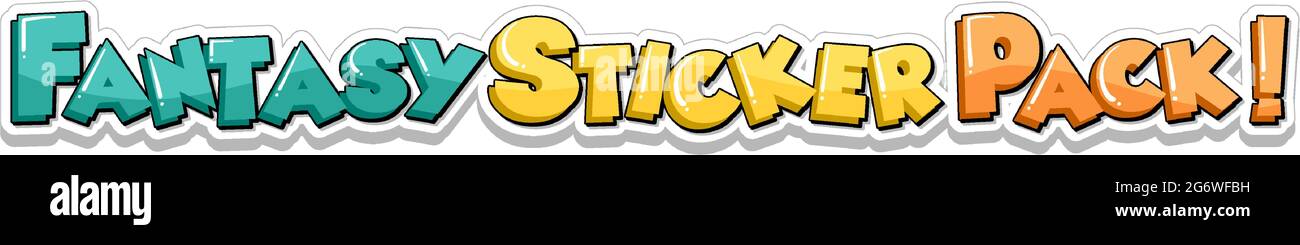 Font design with Fantasy Sticker Pack word illustration Stock Vector ...