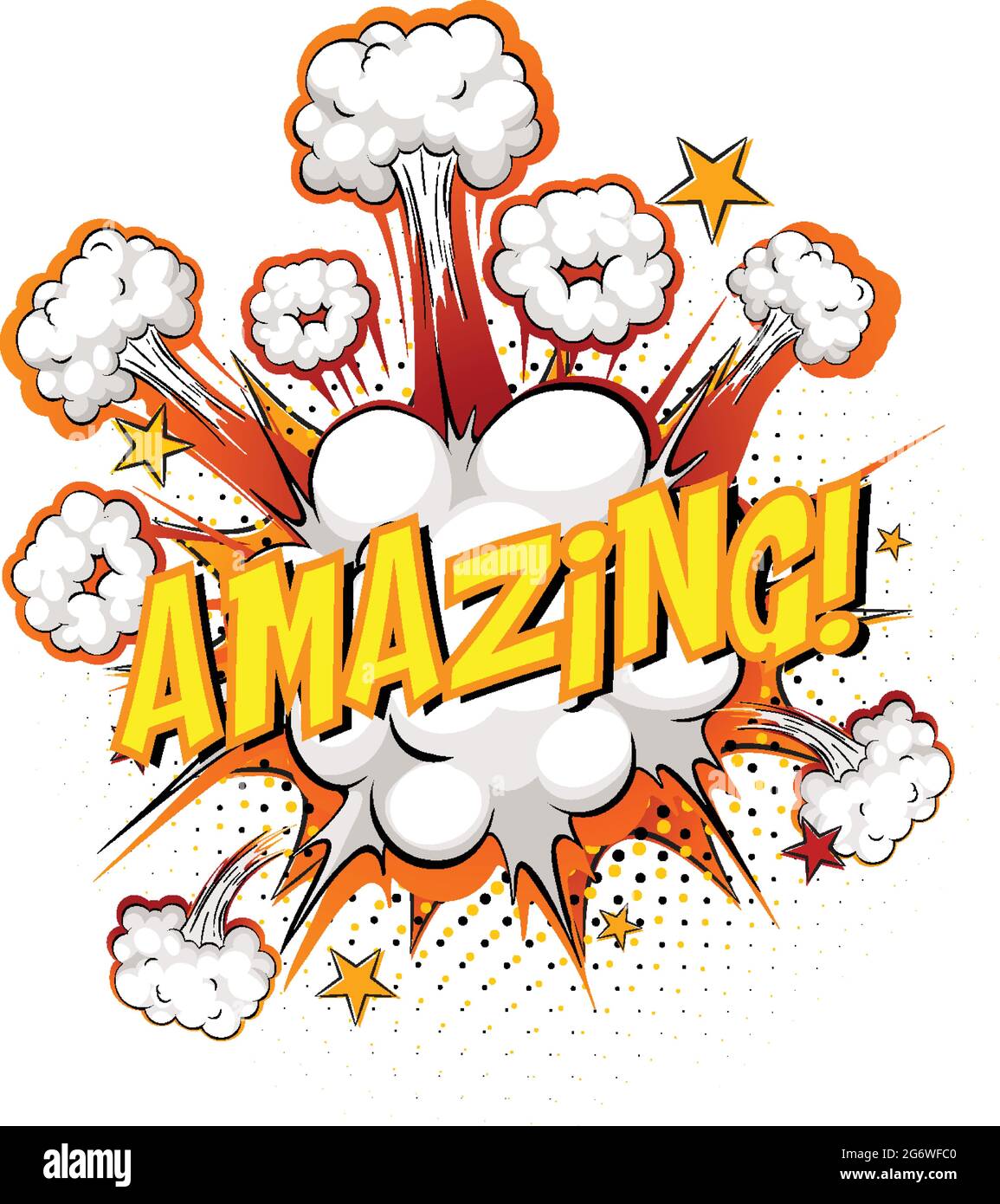 Word Amazing on comic cloud explosion background illustration Stock ...