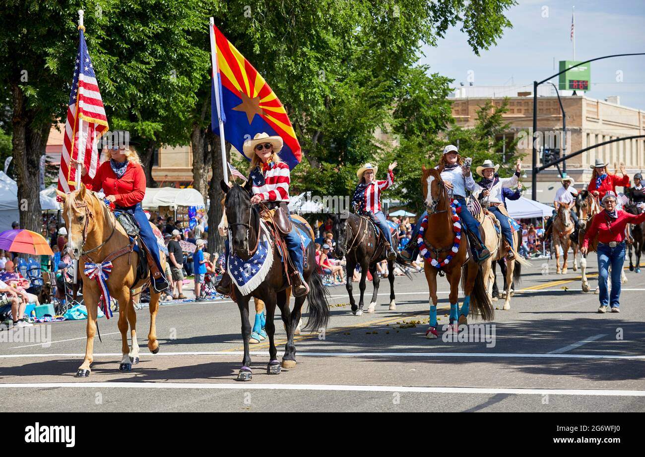 Prescott, Arizona, USA - July 3, 2021: Female participant riding a ...