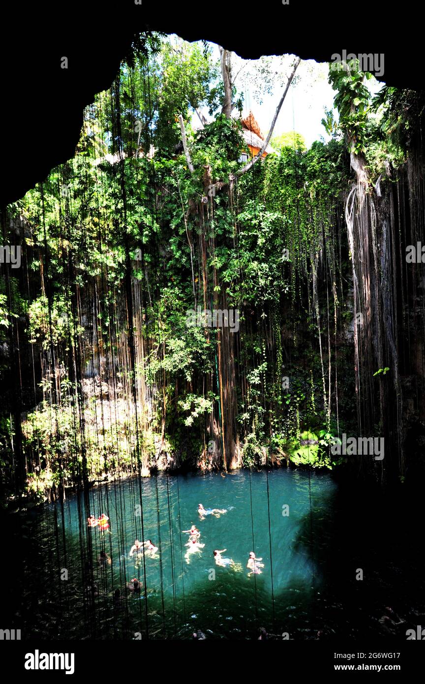 MEXICO. STATE OF YUCATAN. THE CENOTE OF ZACI IS ONE OF THE DEEPEST AND ...