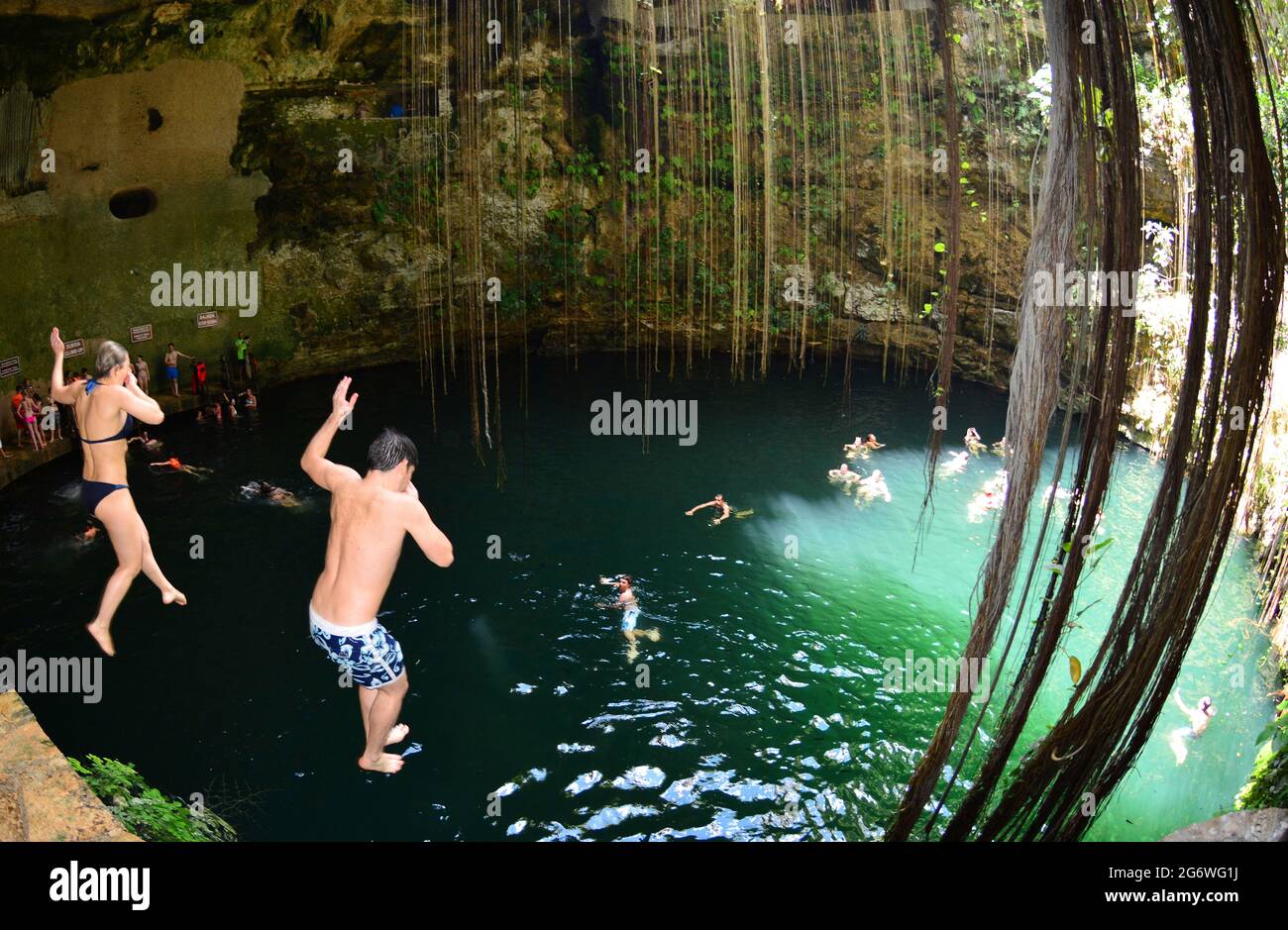 MEXICO. STATE OF YUCATAN. THE CENOTE OF ZACI IS ONE OF THE DEEPEST AND ...