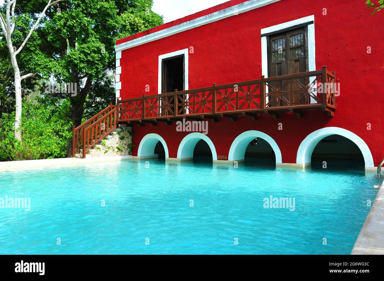 MEXICO. YUCATAN. MERIDA. THE SWIMMING POOL OF THE HACIENDA SANTA ROSA ...