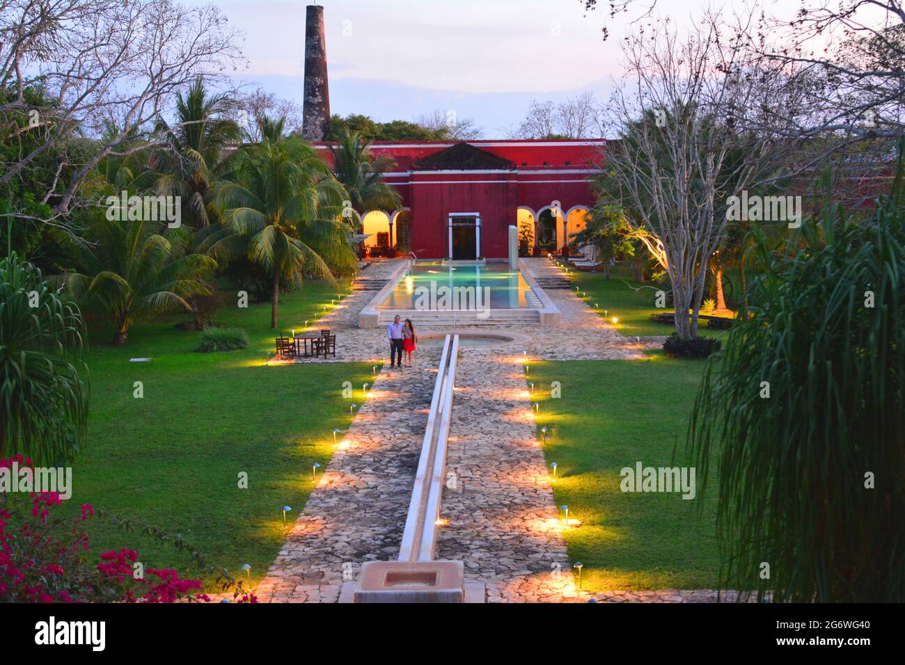 MEXICO. YUCATAN. MERIDA. VIEW OF THE SWIMMING POOL AND OF THE OLD SISAL ...
