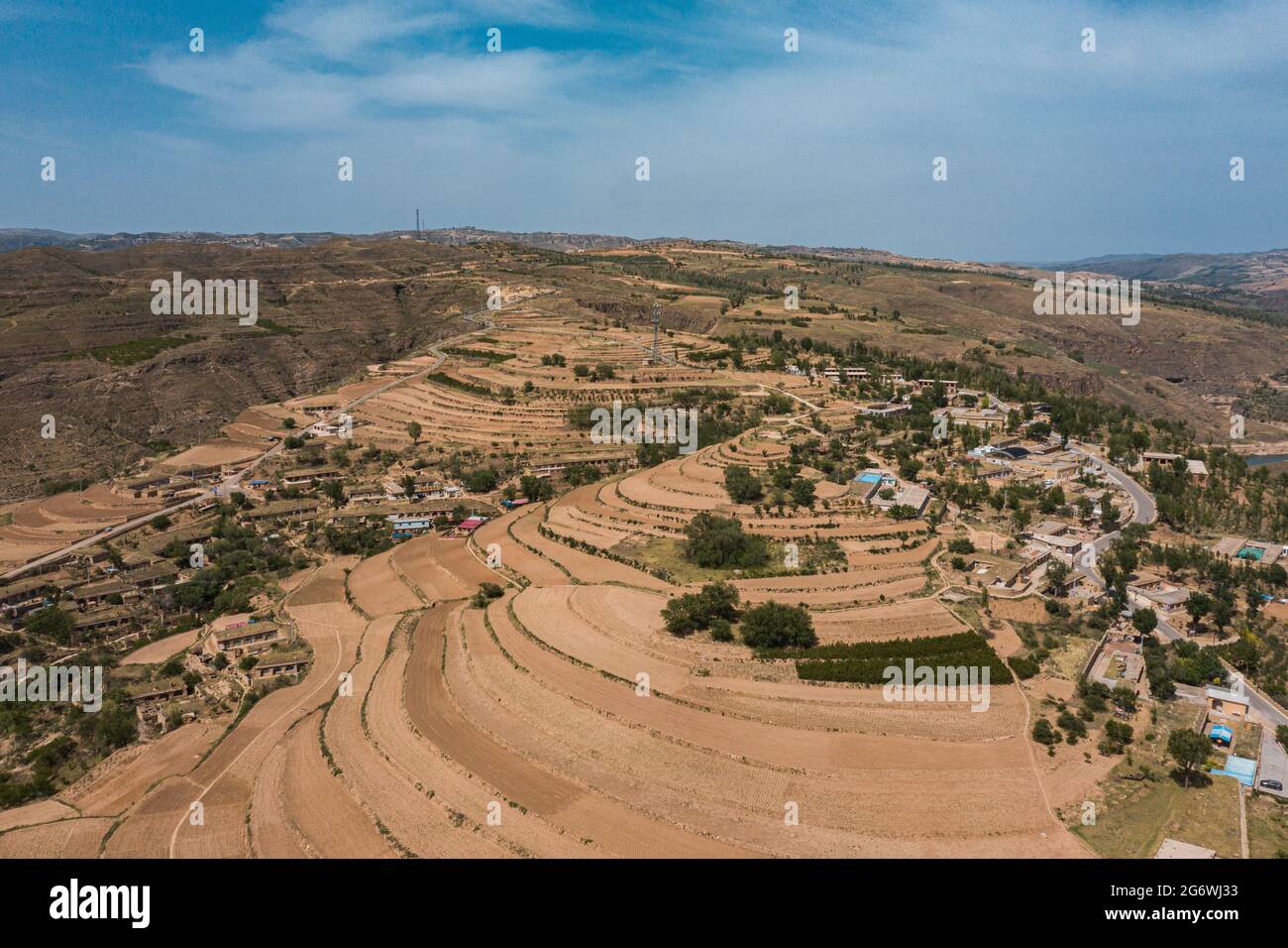 Aerial view of Yellow River source Scenery in Lao Niu Wan, Laoniu Bay ...