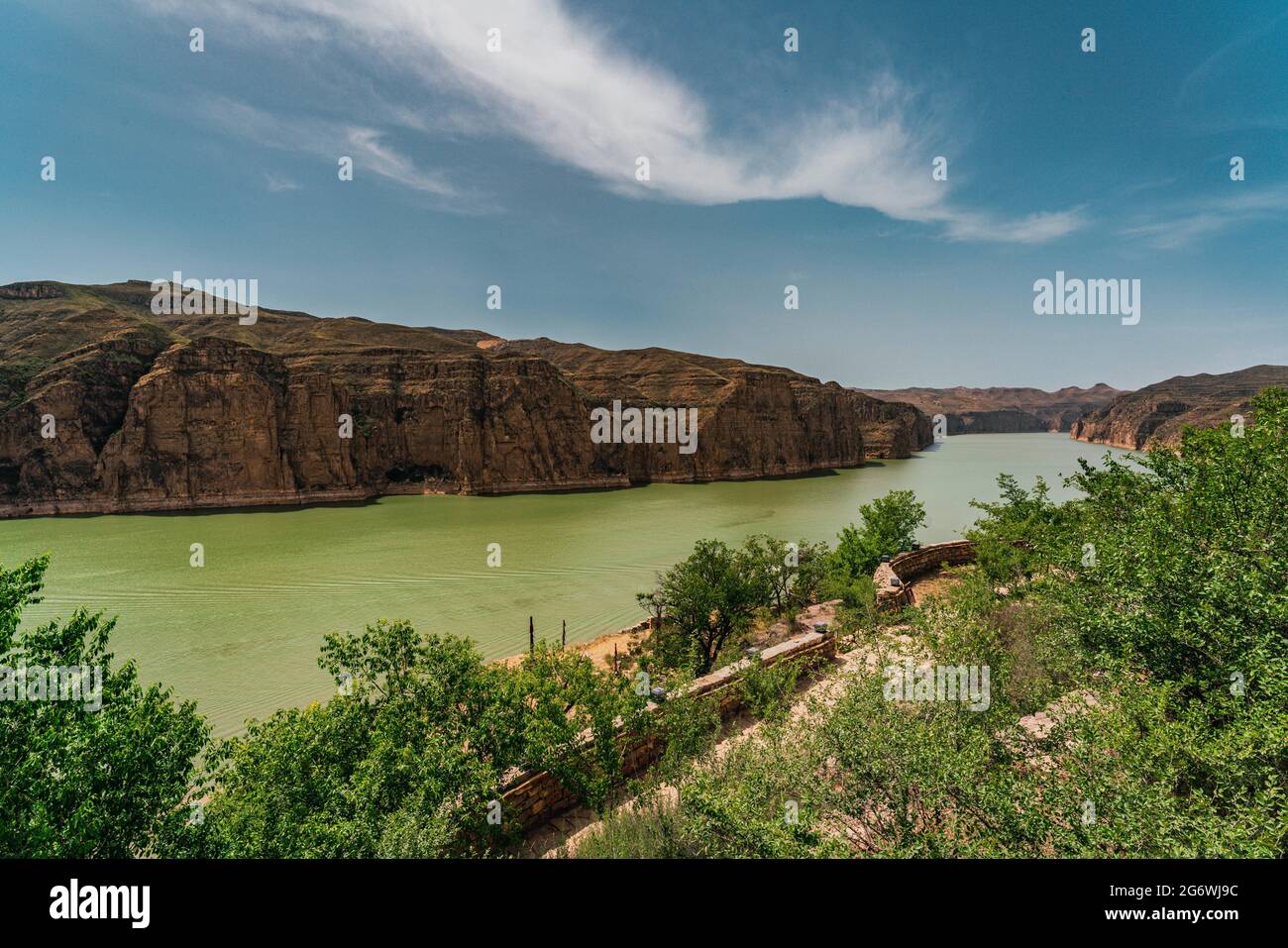 Aerial view of Yellow River source Scenery in Lao Niu Wan, Laoniu Bay ...