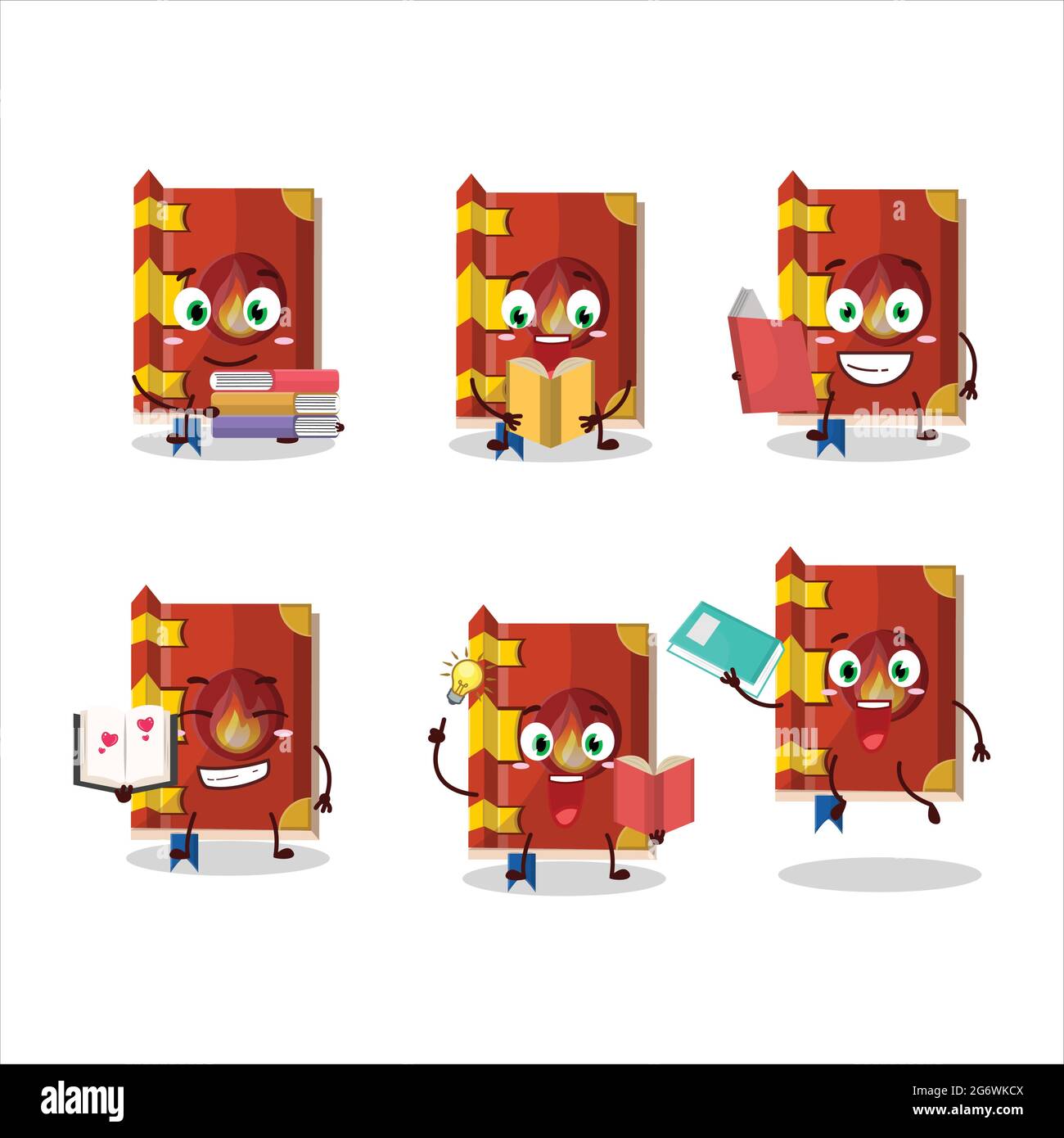 A picture of fire book of magic cartoon character concept reading an ...