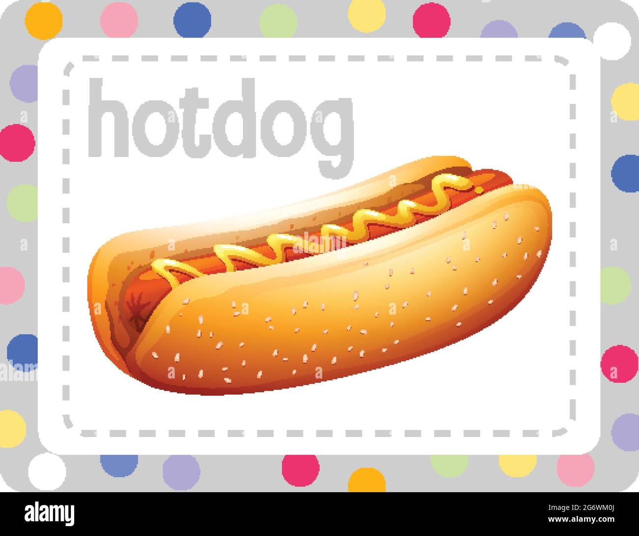 Vocabulary flashcard with word Hotdog illustration Stock Vector Image ...