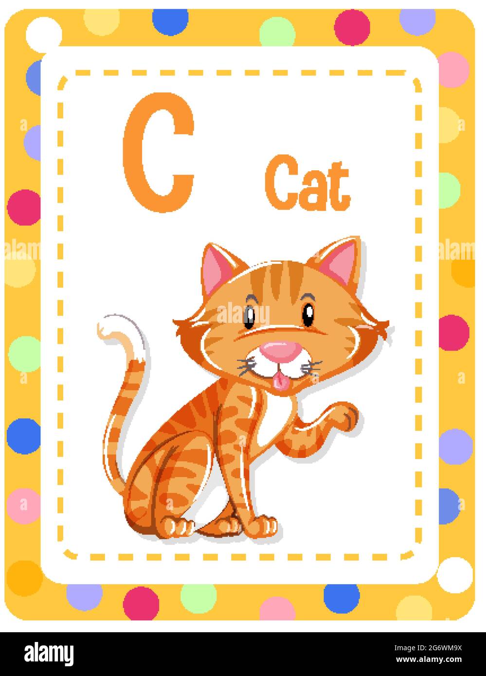 Alphabet flashcard with letter C for Cat illustration Stock Vector ...