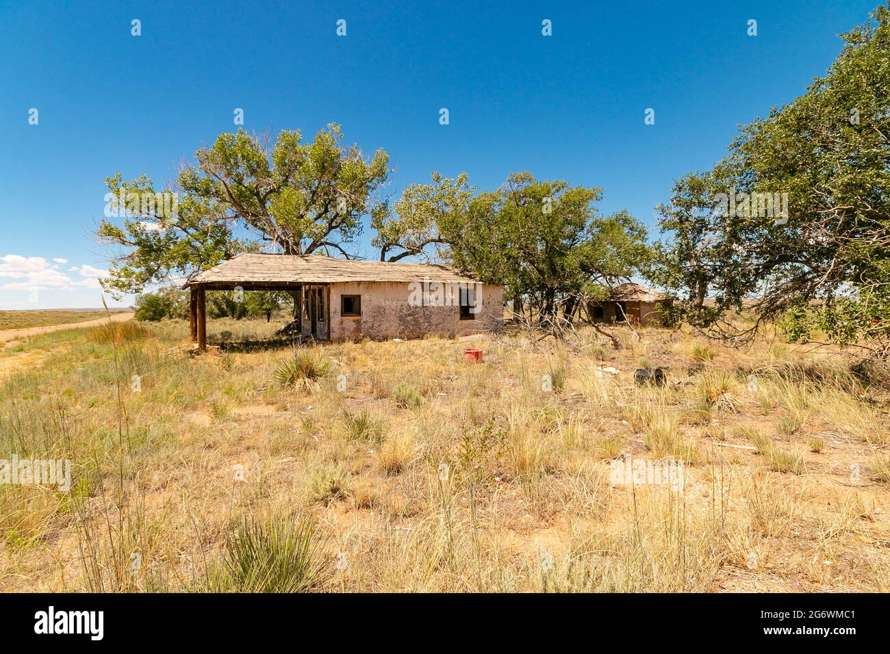 interior of Old derelict gas station in the Ghost Town of Glenrio Texas ...