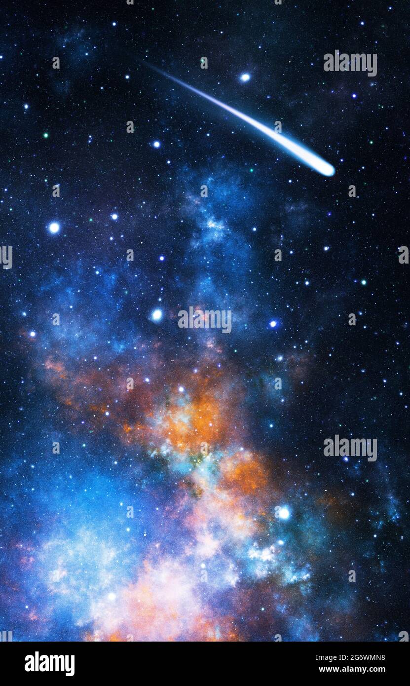 Comet and nebula in space Stock Photo - Alamy
