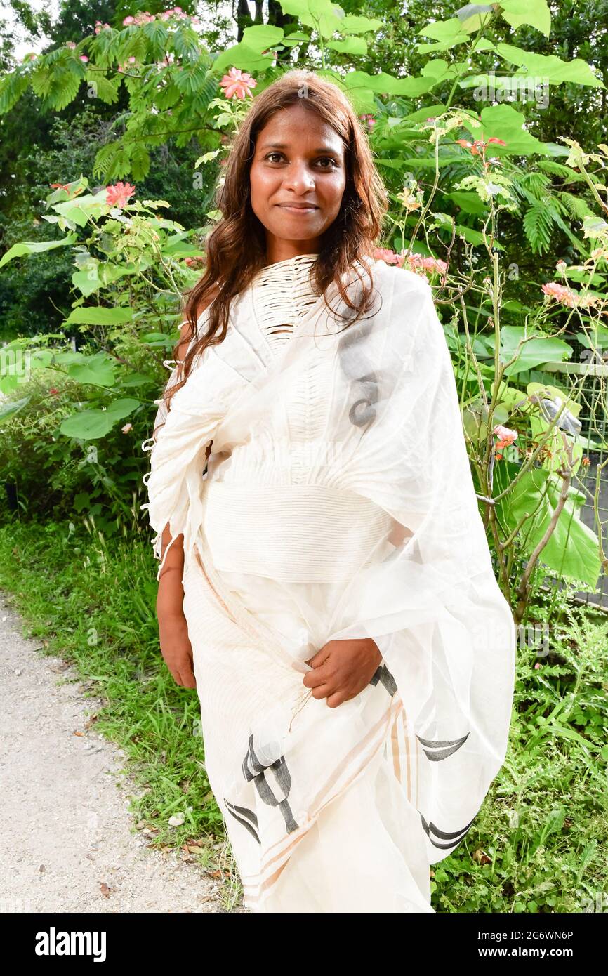 Paris, France. July 08, 2021, Vaishali Shandangule, designer poses ...