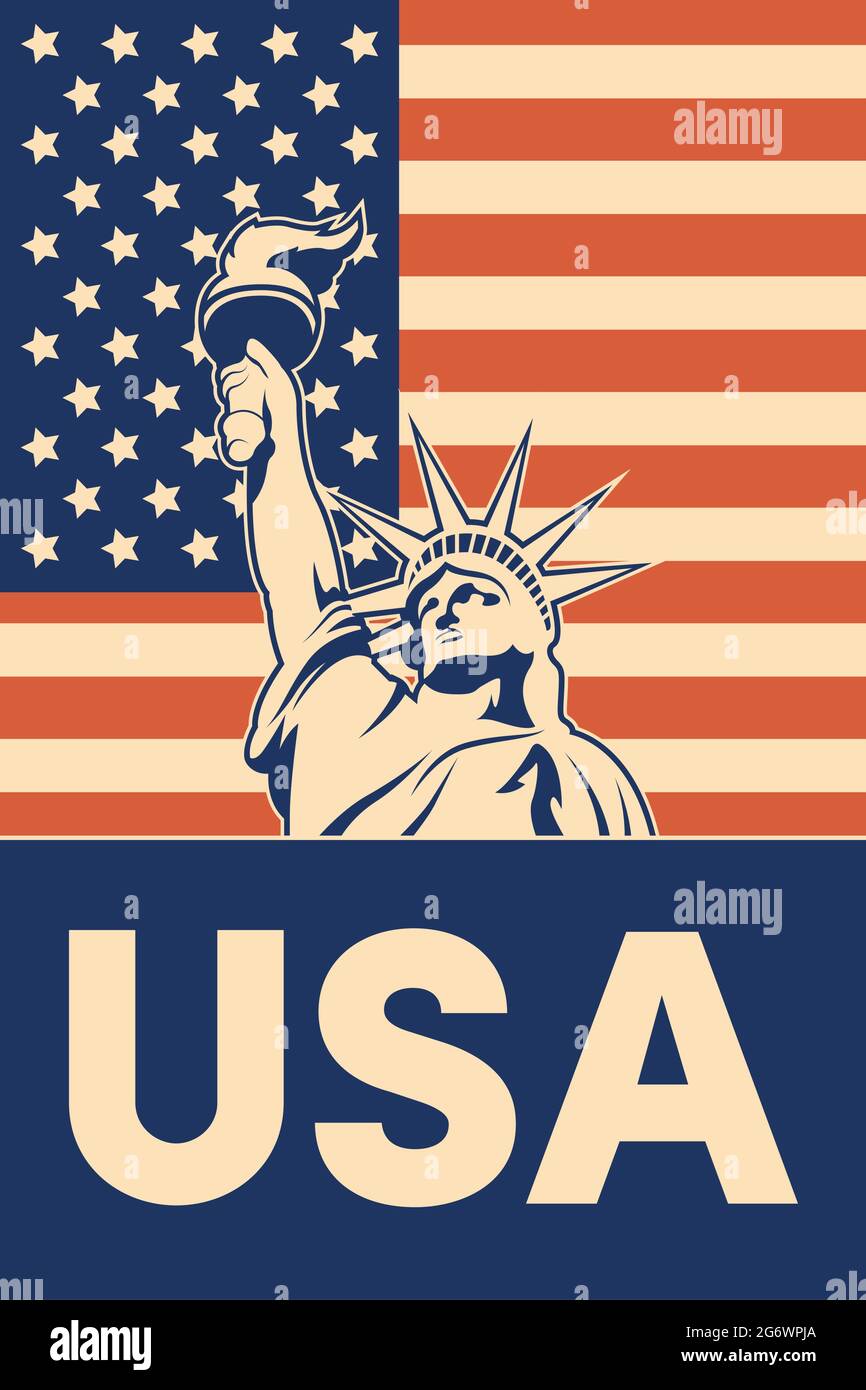 usa flag and liberty statue poster Stock Vector Image & Art - Alamy
