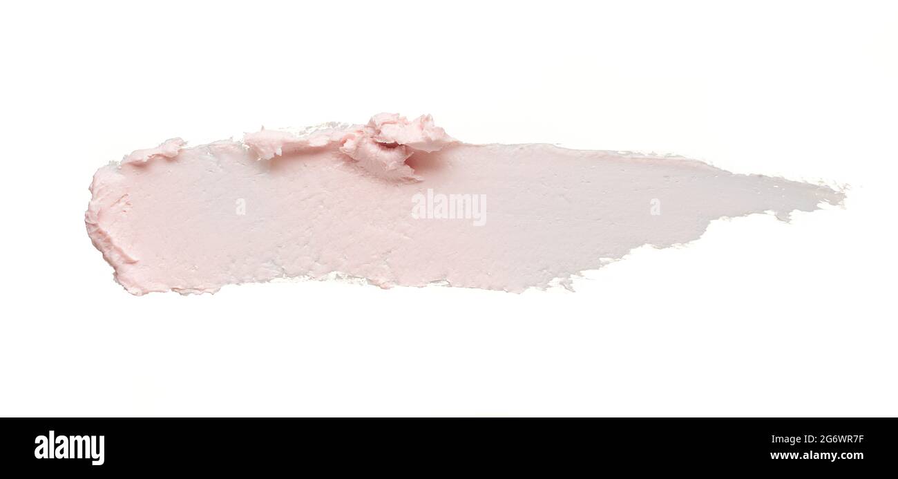 Gently pink smear and texture of face cream or acrylic paint isolated ...