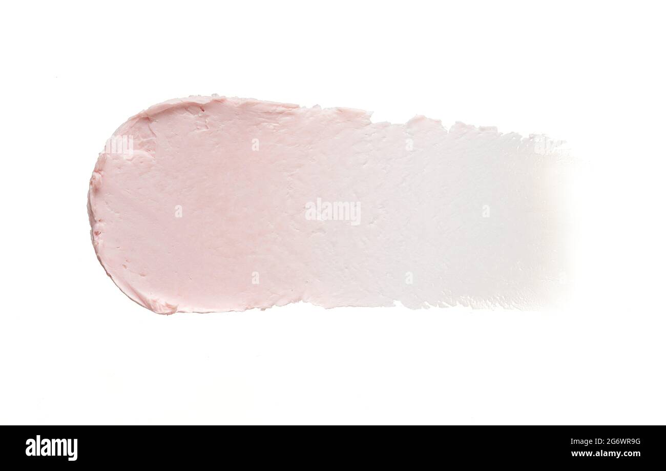 Gently pink smear and texture of face cream or acrylic paint isolated ...