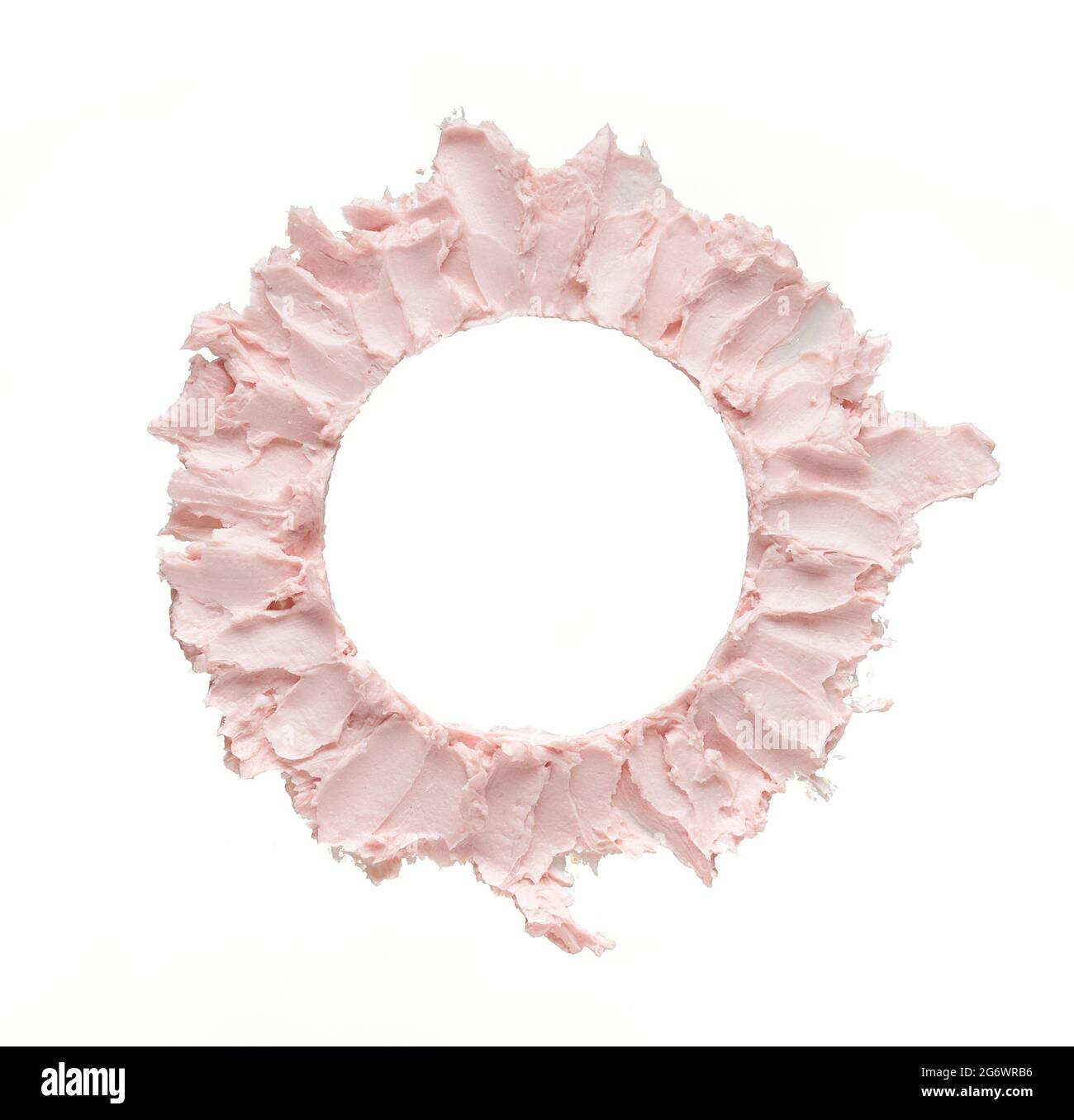 Gently pink smear and texture of face cream or acrylic paint isolated ...